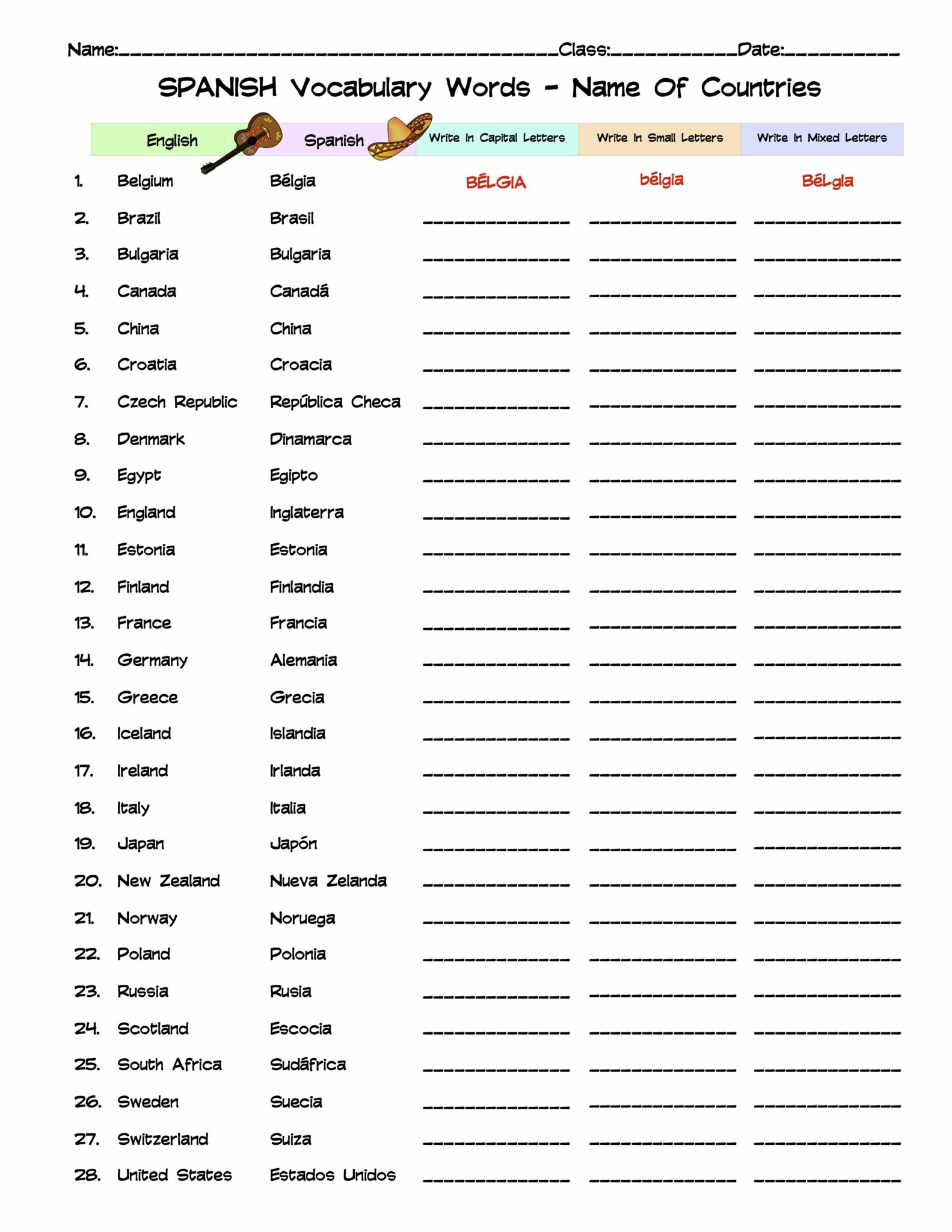 Spanish Common Phrases Vocabulary Word List Worksheet & Answer Key ...