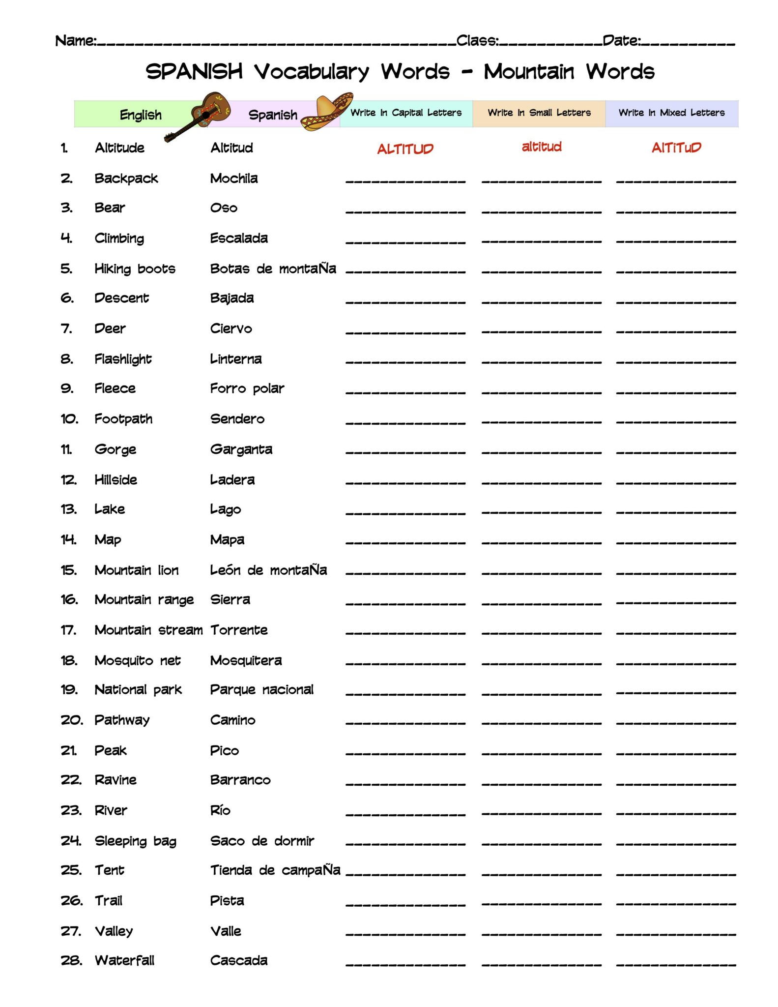 Spanish The Planets Vocabulary Word List Column Worksheet | Made By ...