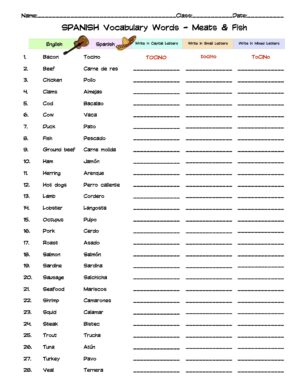 Spanish Medical Terms Vocabulary Word List Worksheet & Answer Key ...