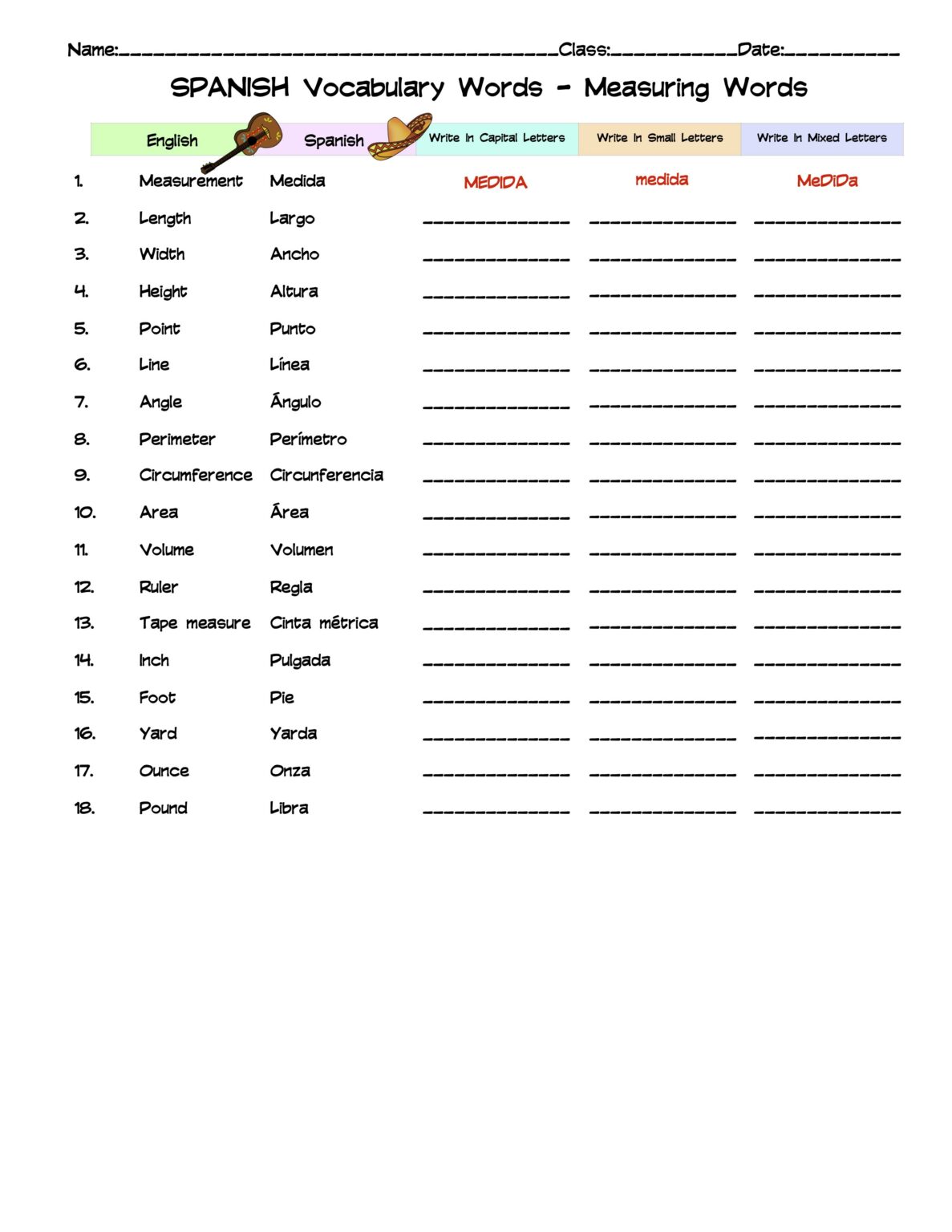 Spanish Common Phrases Vocabulary Word List Worksheet & Answer Key ...