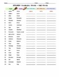 Spanish Common Phrases Vocabulary Word List Worksheet & Answer Key ...
