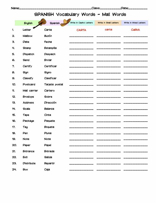 Spanish Common Phrases Vocabulary Word List Worksheet & Answer Key ...