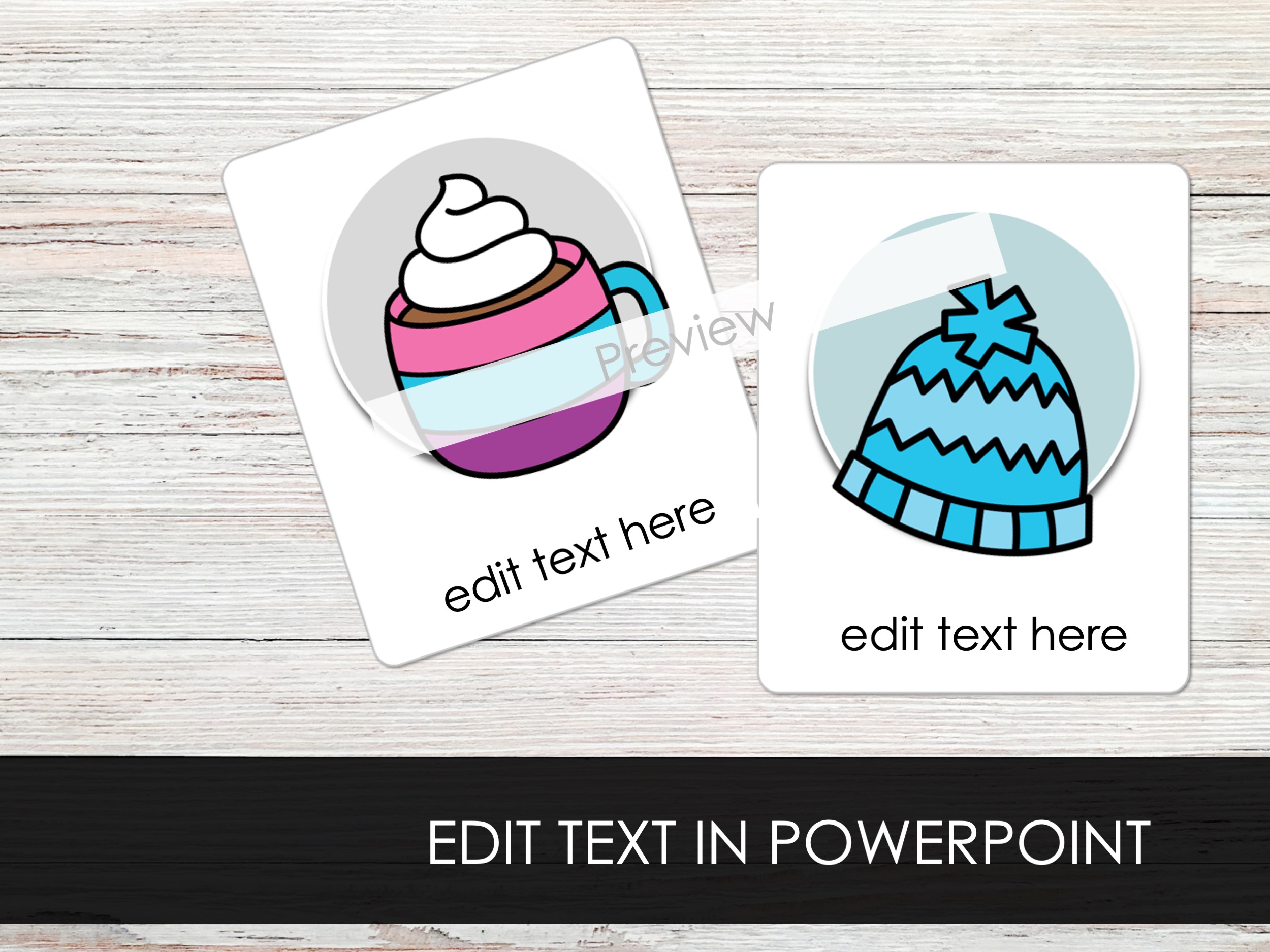 Winter Vocabulary Flashcards - Flash Cards with Editable text for ESL ...