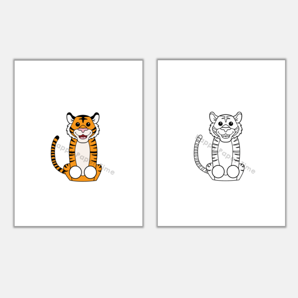 Tiger Finger Puppet Printable Asian Animal Coloring Paper Craft ...