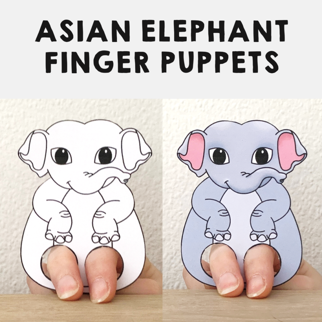 Asian Elephant Finger Puppet Printable Asian Animal Coloring Paper ...