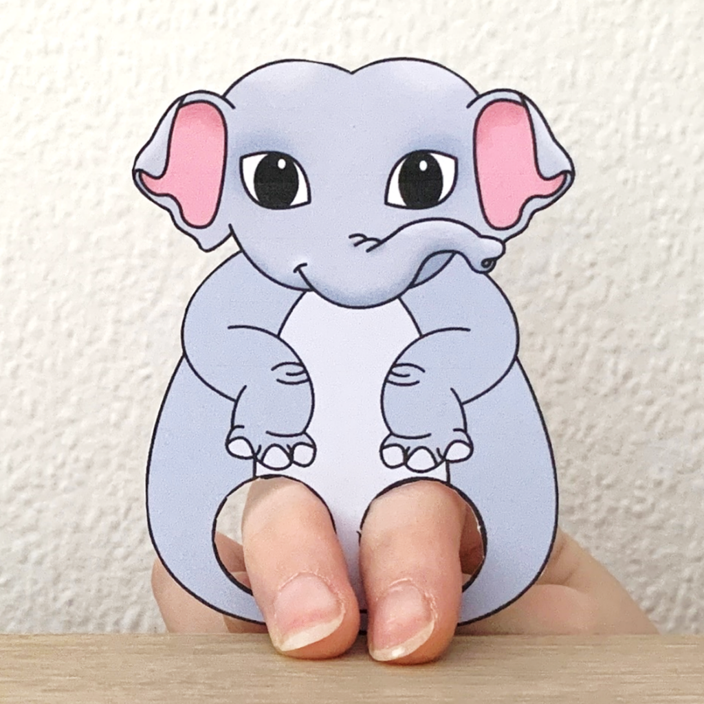 Asian Elephant Finger Puppet Printable Asian Animal Coloring Paper ...
