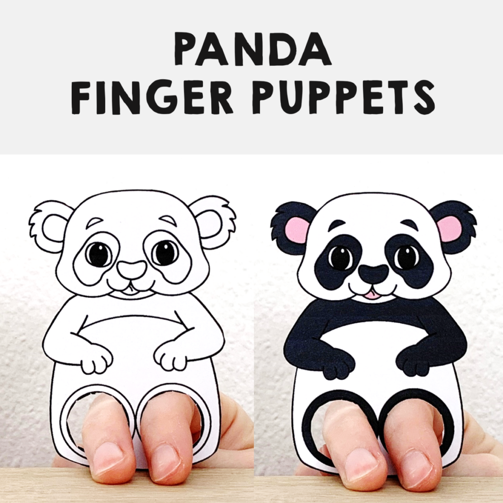 Panda Finger Puppet Printable Asian Animal Coloring Paper Craft ...