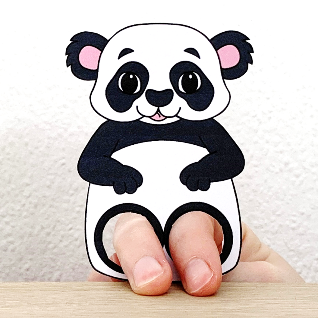 Panda Finger Puppet Printable Asian Animal Coloring Paper Craft ...