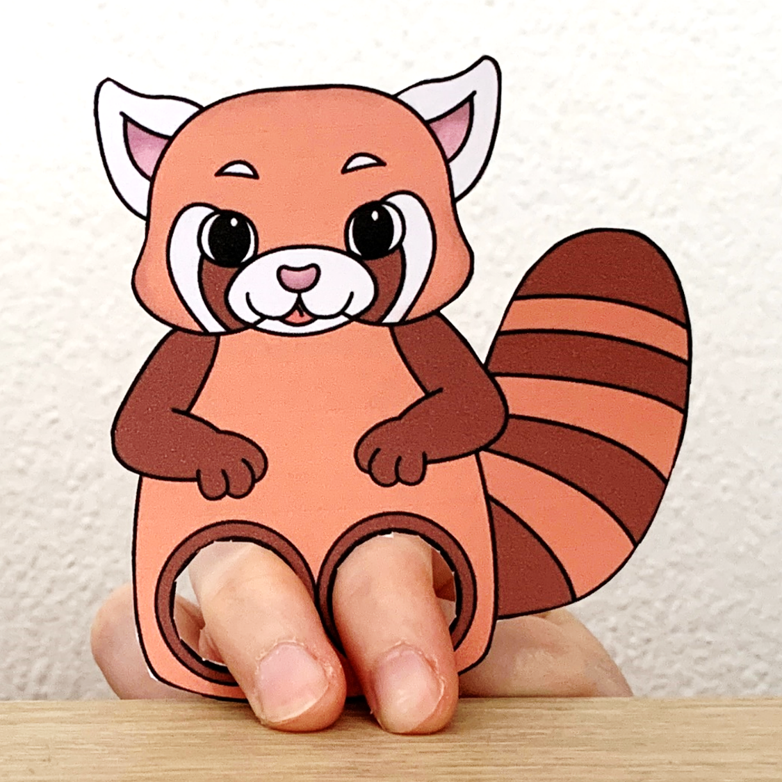 Red Panda Finger Puppet Printable Asian Animal Coloring Paper Craft ...