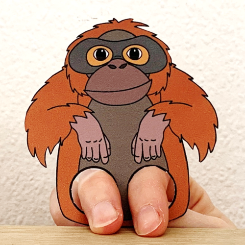 Orangutan Finger Puppet Printable Asian Animal Coloring Paper Craft ...