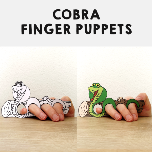 Cobra snake Finger Puppet Printable Asian Animal Coloring Paper Craft ...
