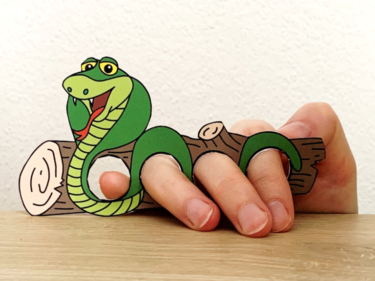 Cobra snake Finger Puppet Printable Asian Animal Coloring Paper Craft ...