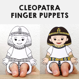 Cleopatra Finger Puppet Printable Ancient Egypt Coloring Paper Craft ...