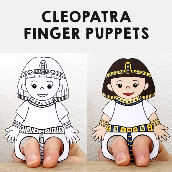Cleopatra Finger Puppet Printable Ancient Egypt Coloring Paper Craft ...
