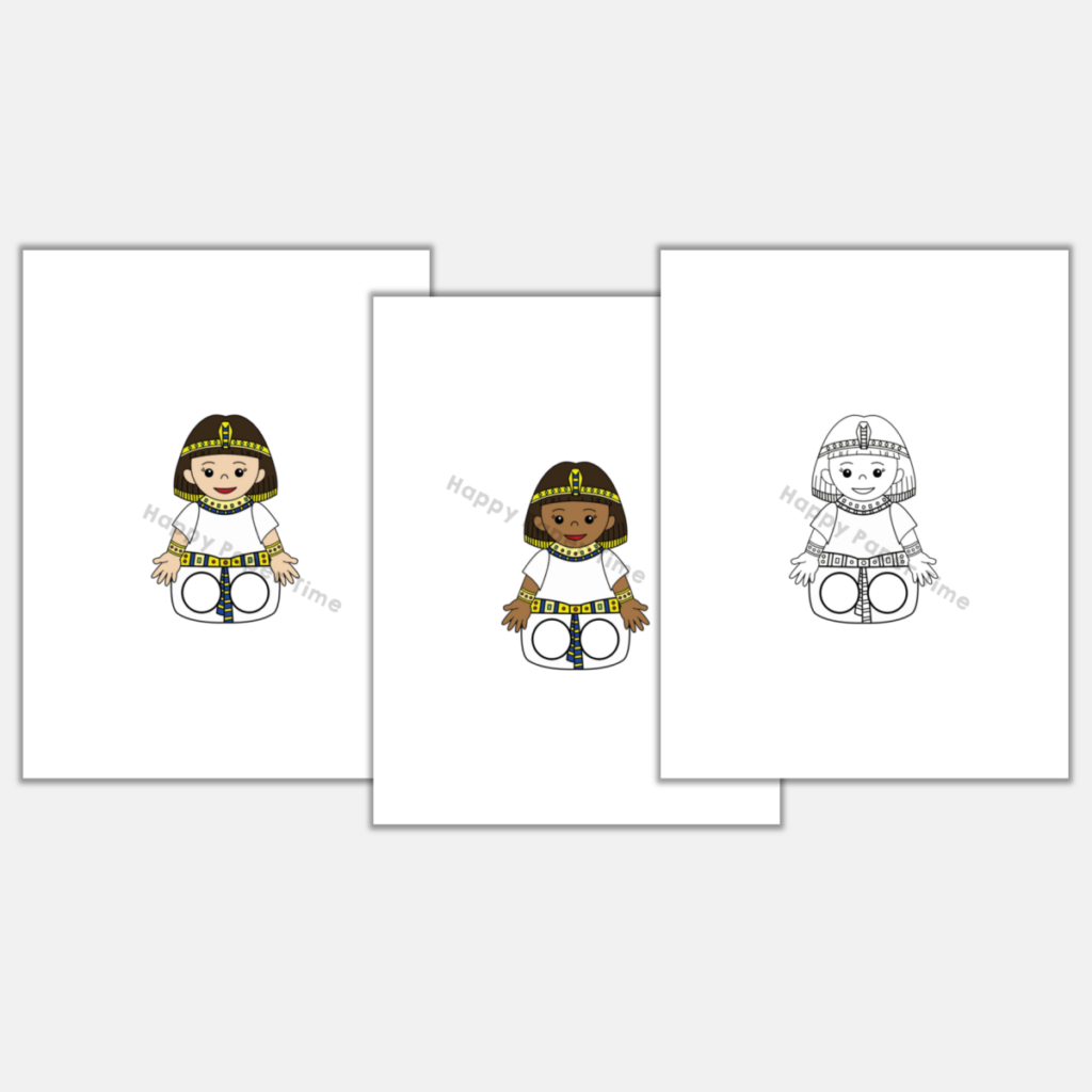 Cleopatra Finger Puppet Printable Ancient Egypt Coloring Paper Craft ...