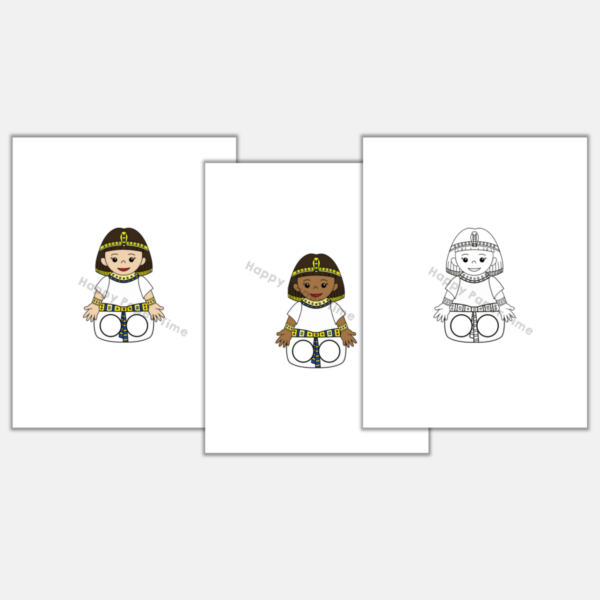 Cleopatra Finger Puppet Printable Ancient Egypt Coloring Paper Craft ...