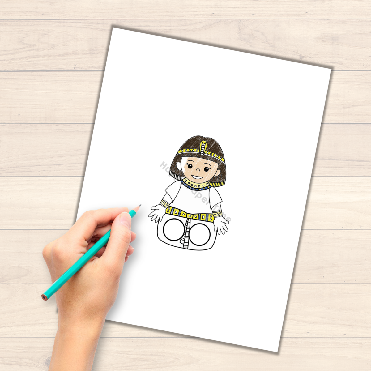 Cleopatra Finger Puppet Printable Ancient Egypt Coloring Paper Craft ...