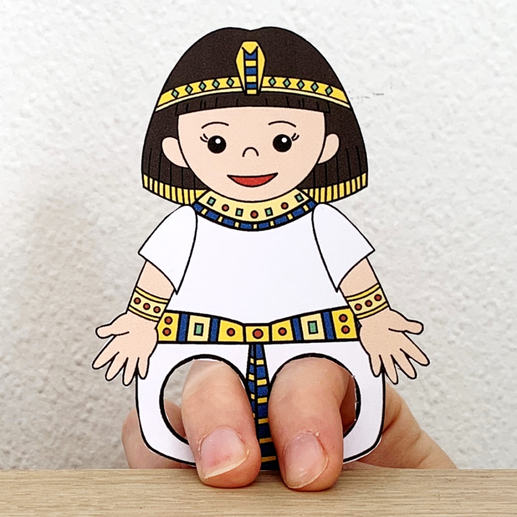 Cleopatra Finger Puppet Printable Ancient Egypt Coloring Paper Craft ...