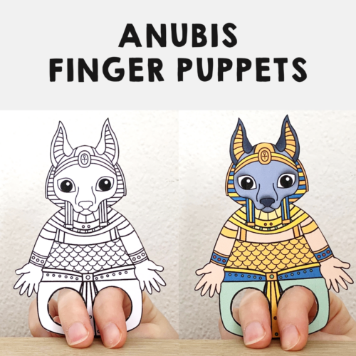 Anubis Finger Puppet Printable Ancient Egypt Coloring Paper Craft ...