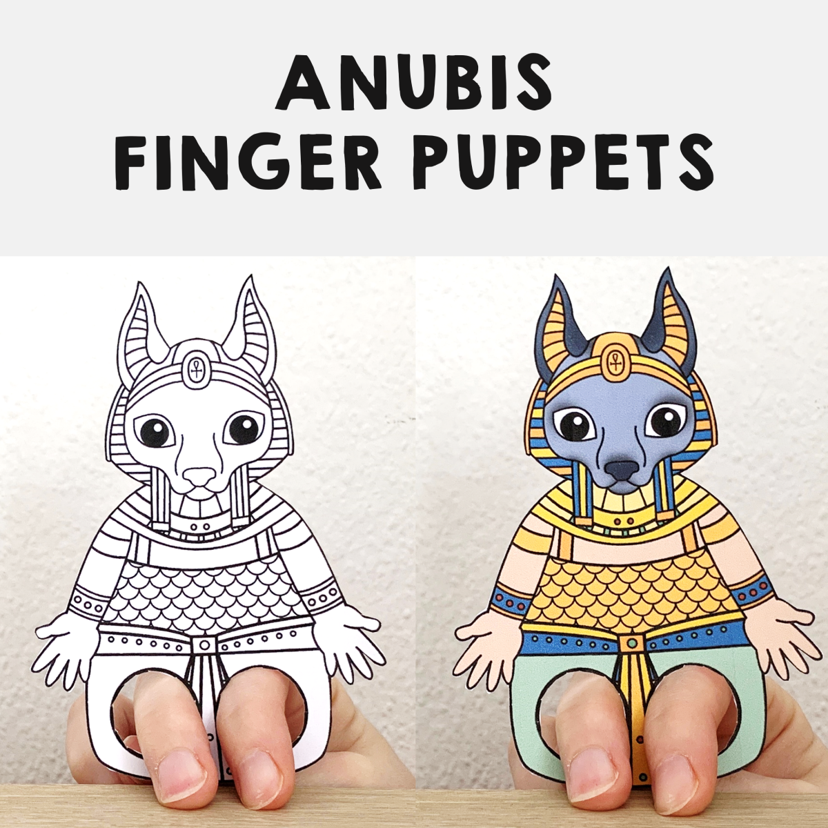 Anubis Finger Puppet Printable Ancient Egypt Coloring Paper Craft ...
