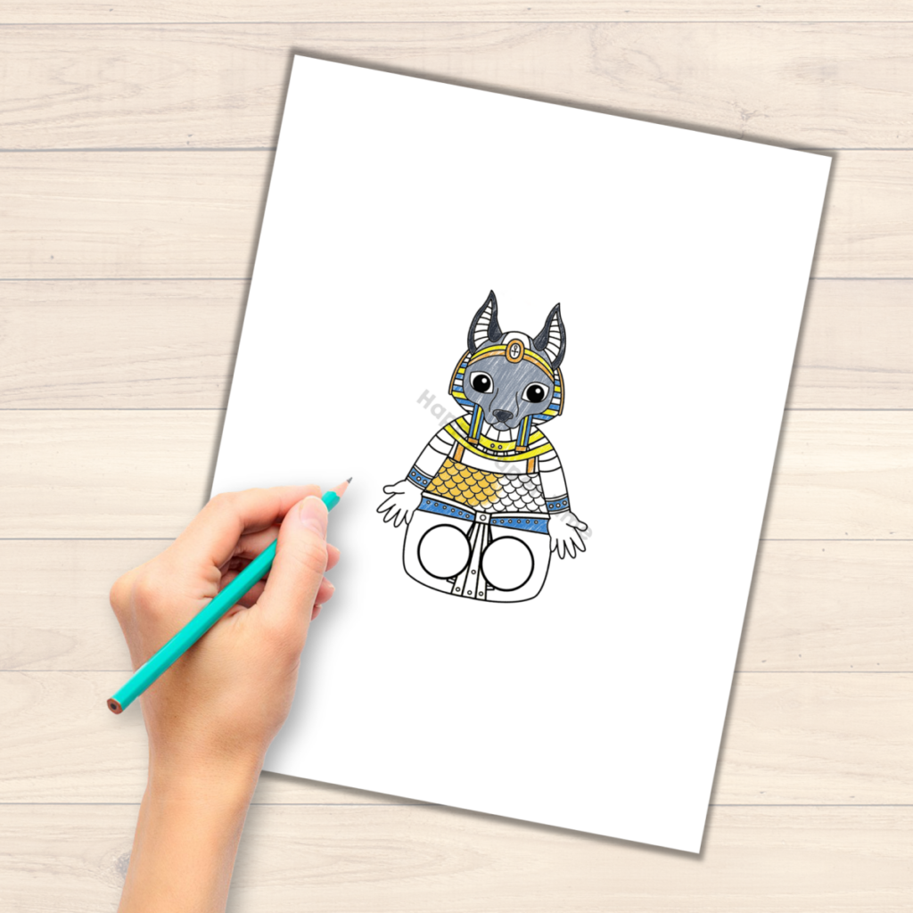 Anubis Finger Puppet Printable Ancient Egypt Coloring Paper Craft ...