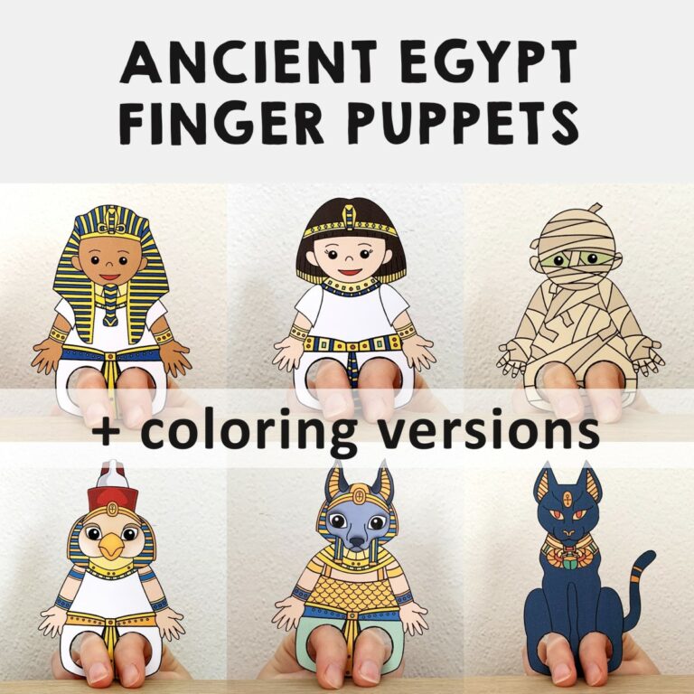 Ancient Egypt Finger Puppets Printable Coloring Paper Craft Activity ...