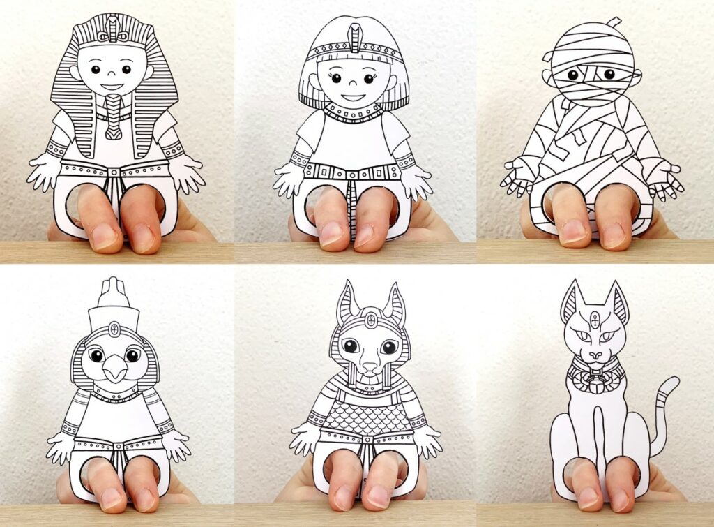 Ancient Egypt Finger Puppets Printable Coloring Paper Craft Activity ...