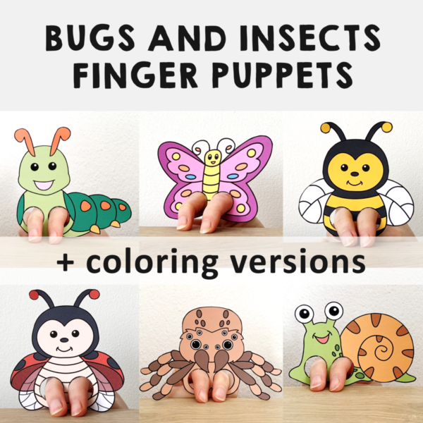 Bugs Insects Finger Puppets Animal Printable Coloring Paper Craft ...