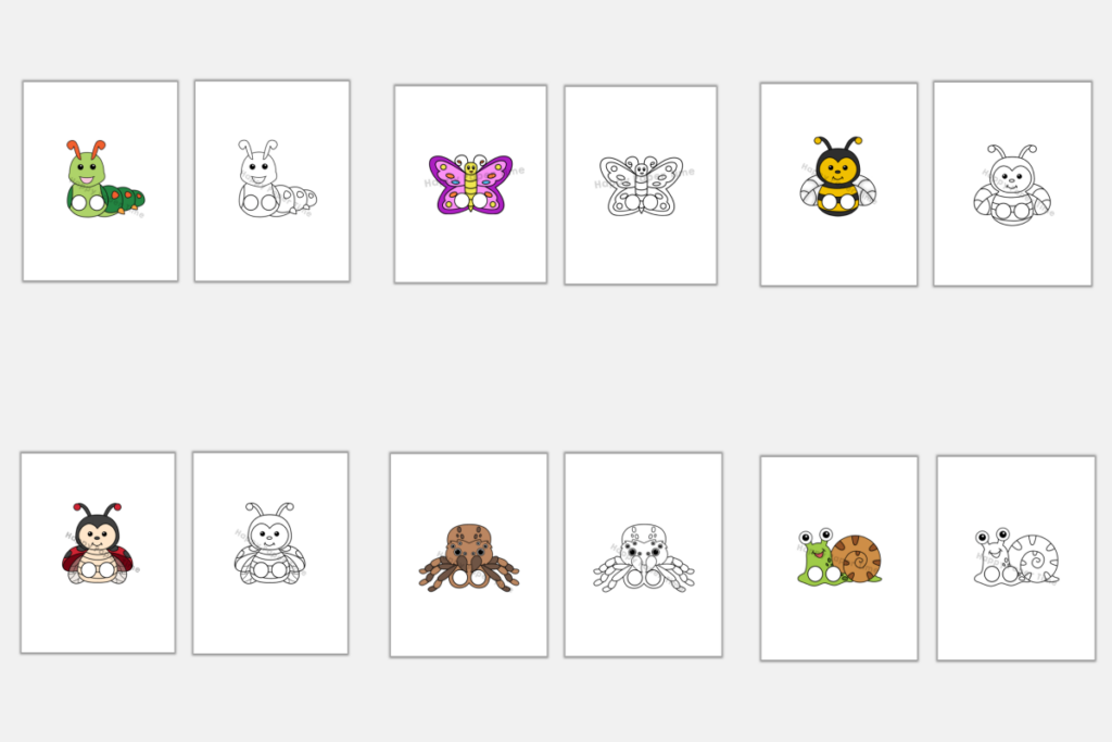 Bugs Insects Finger Puppets Animal Printable Coloring Paper Craft ...
