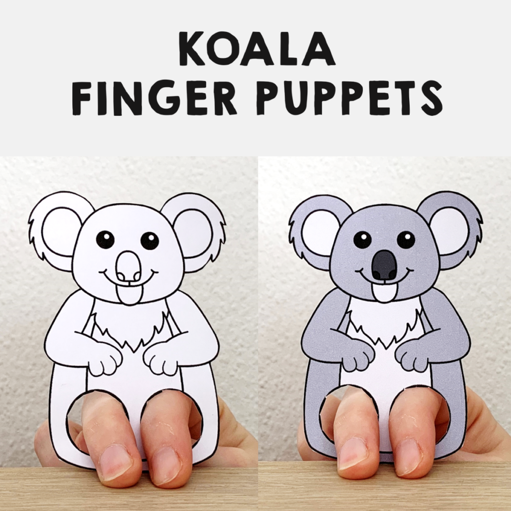 Koala Finger Puppet Printable Australian Animal Coloring Paper Craft ...