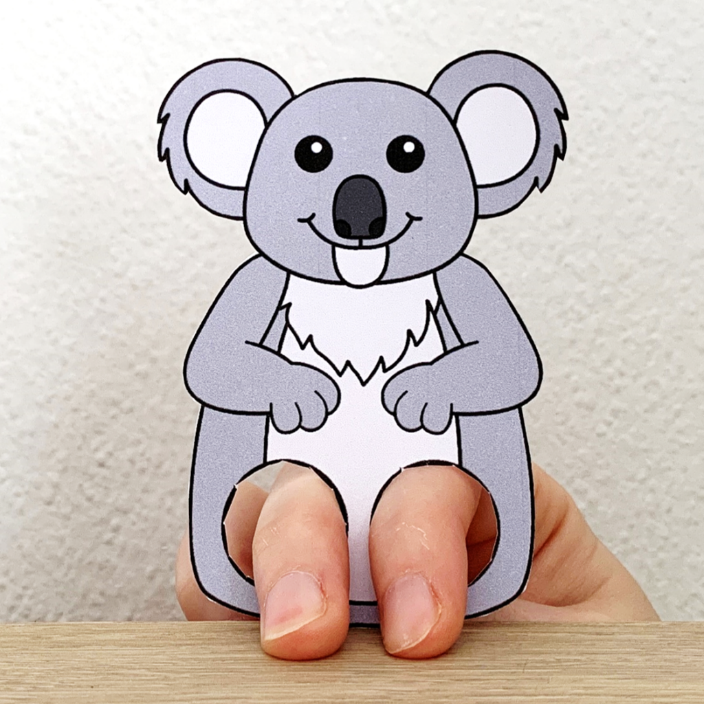 Koala Finger Puppet Printable Australian Animal Coloring Paper Craft ...