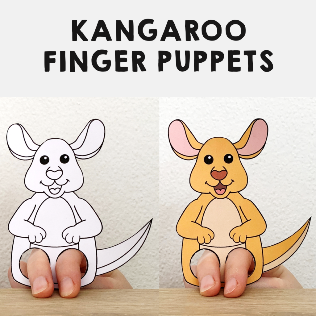 Kangaroo Finger Puppet Printable Australian Animal Coloring Paper Craft ...