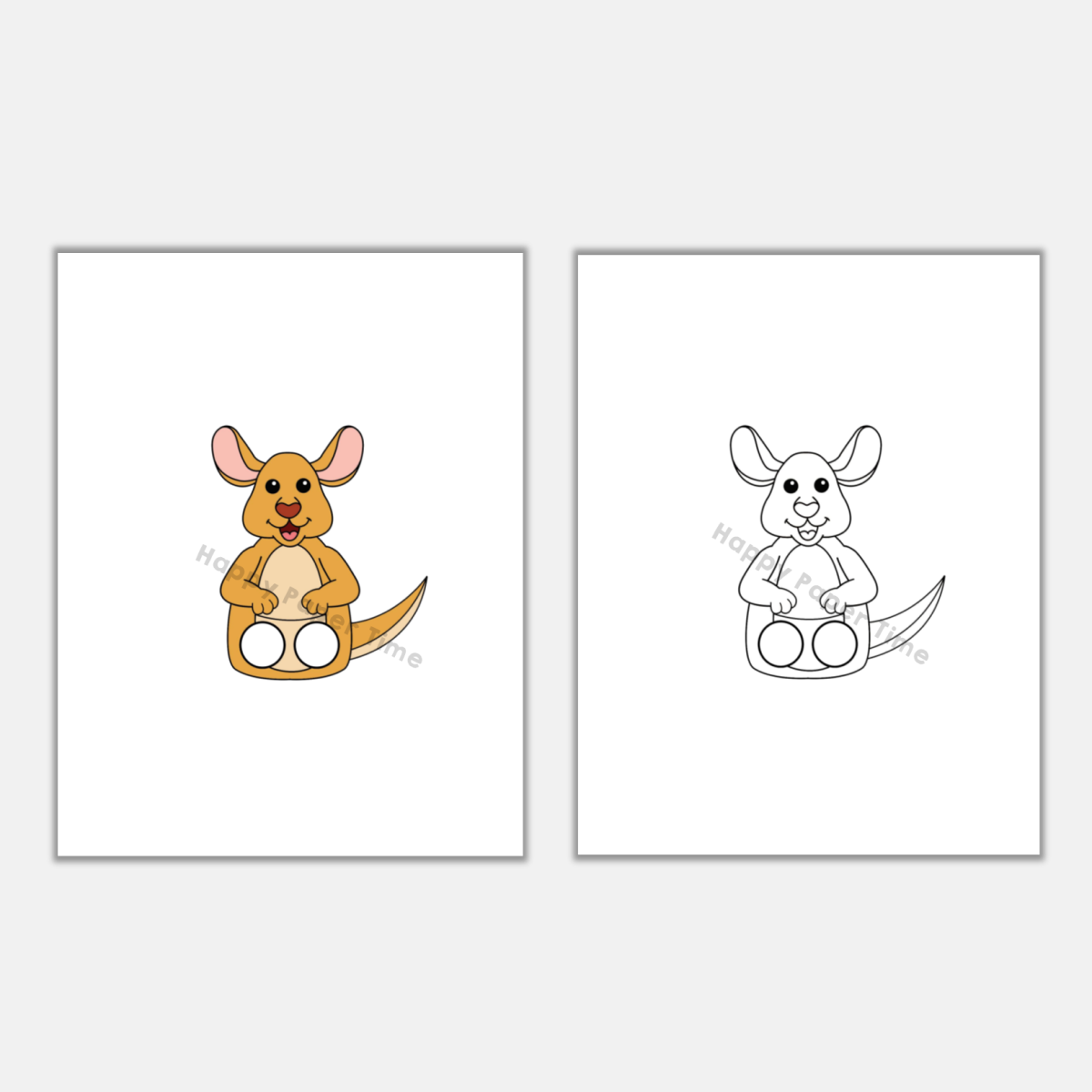 Kangaroo Finger Puppet Printable Australian Animal Coloring Paper Craft ...