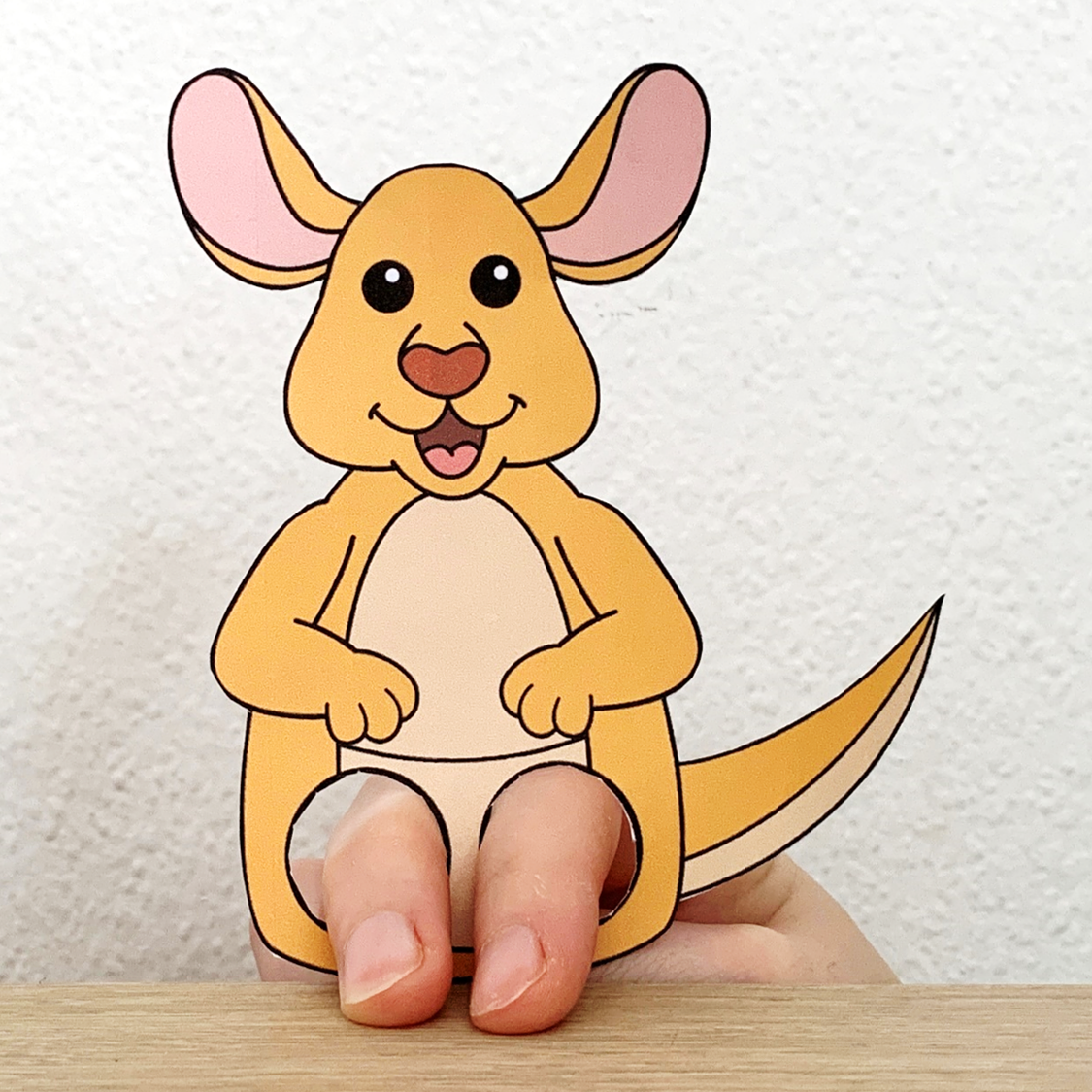 Kangaroo Finger Puppet Printable Australian Animal Coloring Paper Craft ...