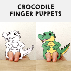 Crocodile Finger Puppet Printable Australia Animal Coloring Paper Craft ...