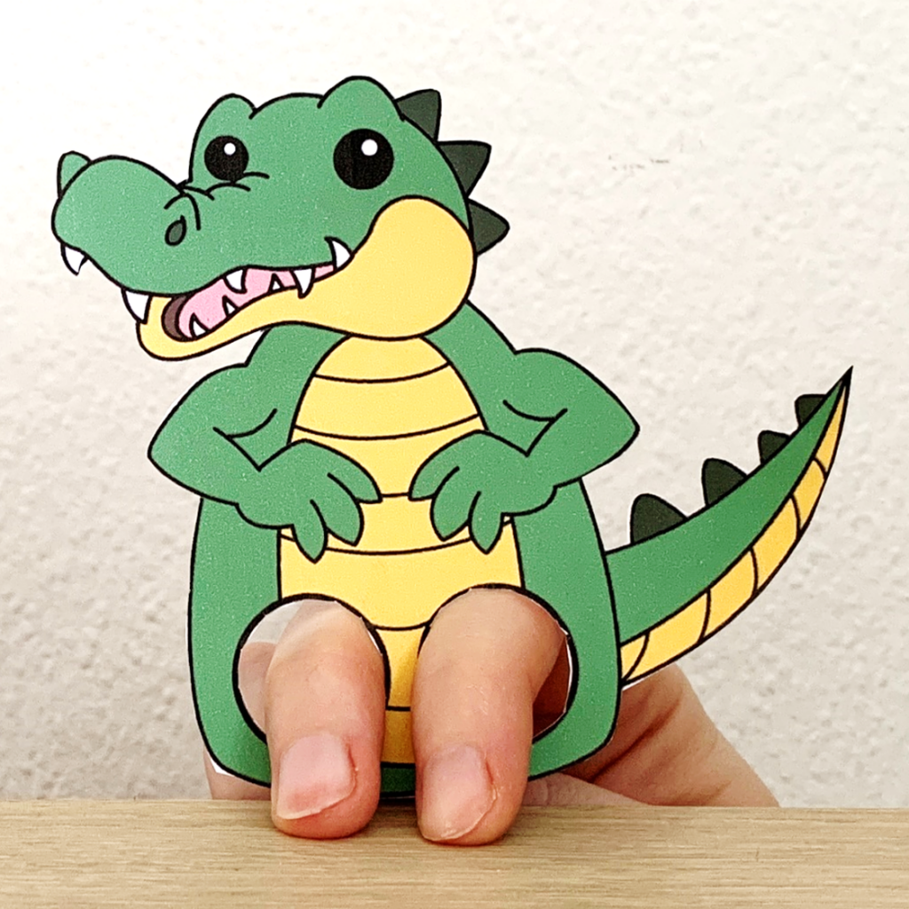Crocodile Finger Puppet Printable Australia Animal Coloring Paper Craft ...