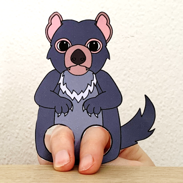 Tasmanian Devil Finger Puppet Printable Australia Animal Coloring Paper ...