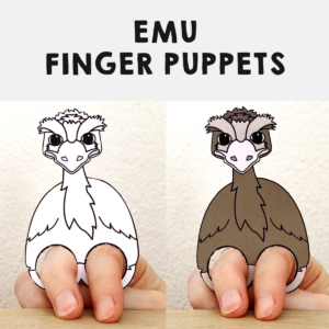 Emu Finger Puppet Printable Australian Animal Coloring Paper Craft ...