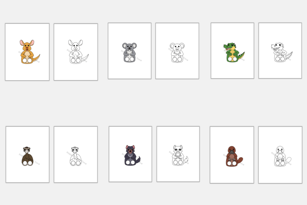Australian Animals Finger Puppets Printable Coloring Paper Craft ...