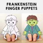 Frankenstein Finger Puppet Printable Halloween Coloring Paper Craft ...