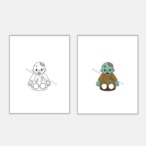Zombie Finger Puppet Printable Halloween Coloring Paper Craft Activity ...