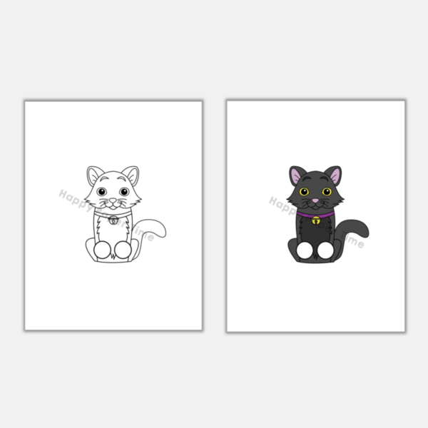 Black Cat Finger Puppet Printable Halloween Coloring Paper Craft ...