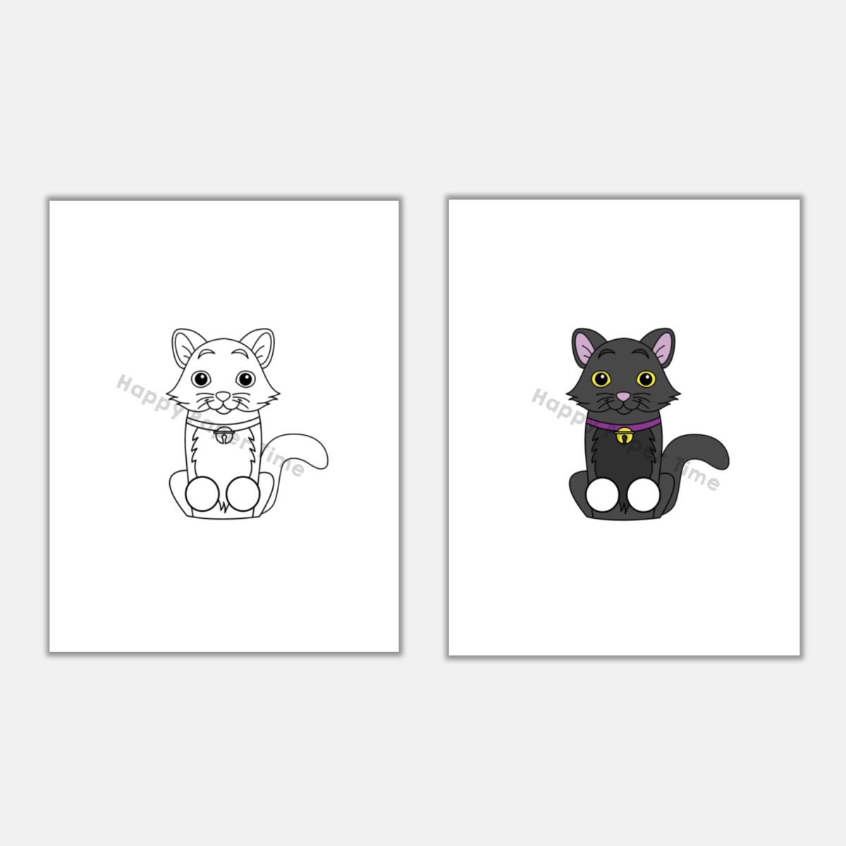 Black Cat Finger Puppet Printable Halloween Coloring Paper Craft ...
