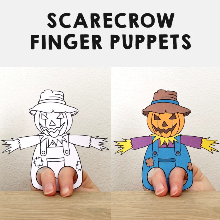 Scarecrow Finger Puppet Printable Halloween Coloring Paper Craft ...