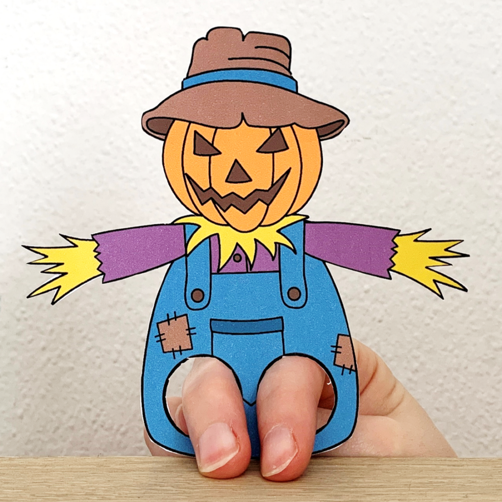 Scarecrow Finger Puppet Printable Halloween Coloring Paper Craft ...