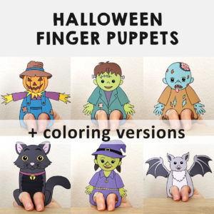 Halloween Finger Puppets Spooky Day Printable Coloring Paper Craft ...