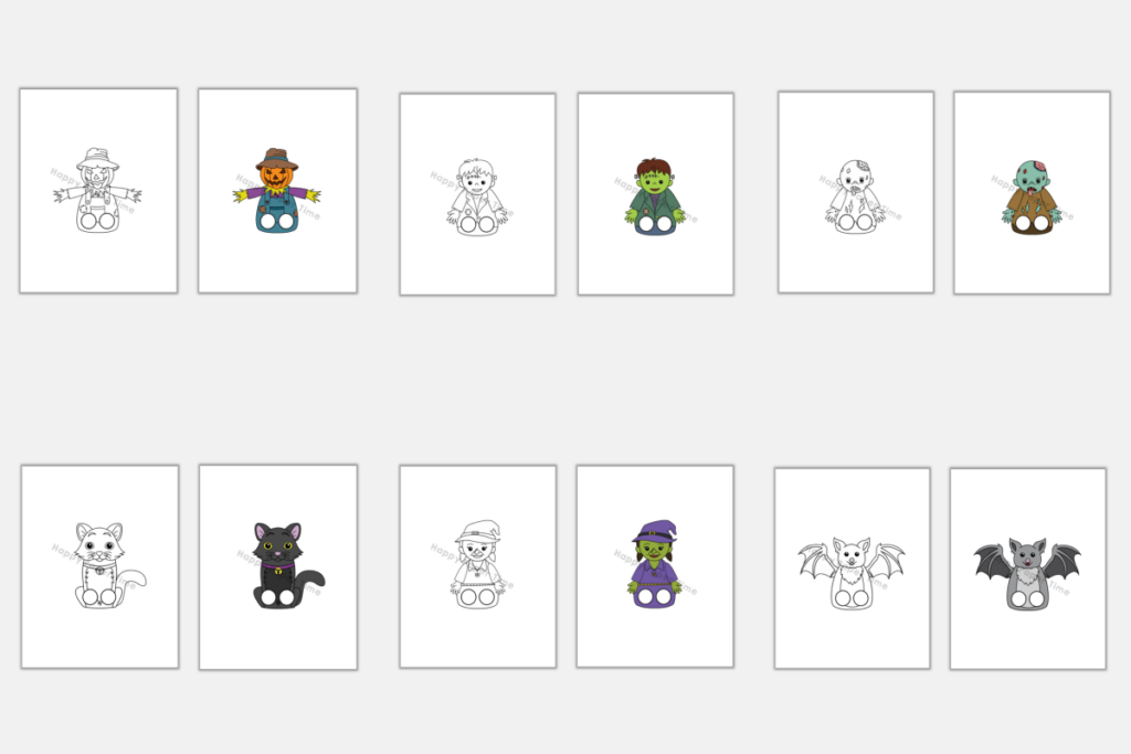 Halloween Finger Puppets Spooky Day Printable Coloring Paper Craft ...