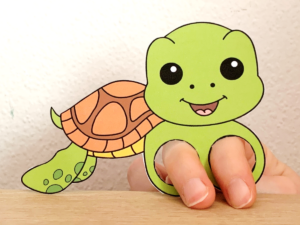 Sea Turtle Finger Puppet Printable Ocean Animal Coloring Paper Craft ...