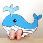 Whale Finger Puppet Printable Sea Ocean Animal Coloring Paper Craft ...