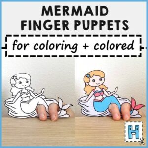 Mermaid Finger Puppet Printable Sea Ocean Beach Coloring Paper Craft ...